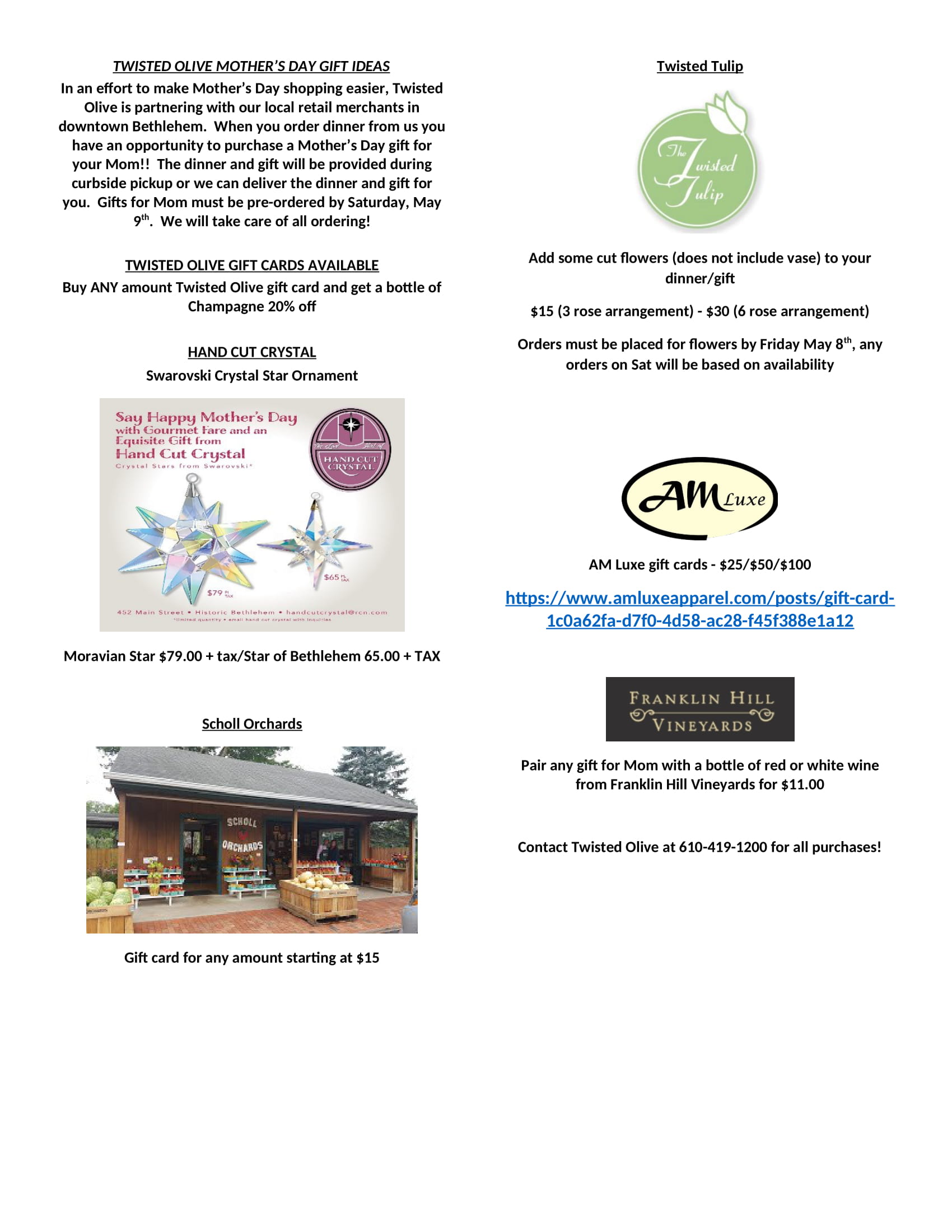 Menus | Twisted Olive